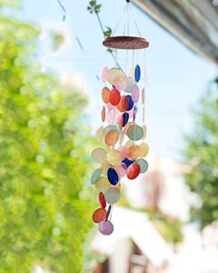 capiz shell wind chimes outdoor, outdoor memorial wind chimes, sympathy wind chimes gifts for patio, garden, yard decoration