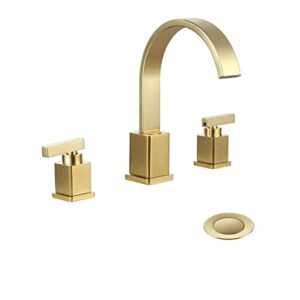 worbway bathroom faucet gold, 2 lever handle 8 inch widespread bathroom sink faucet with pop-up drain