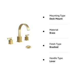 WorbWay Bathroom Faucet Gold, 2 Lever Handle 8 inch Widespread Bathroom Sink Faucet with Pop-Up Drain