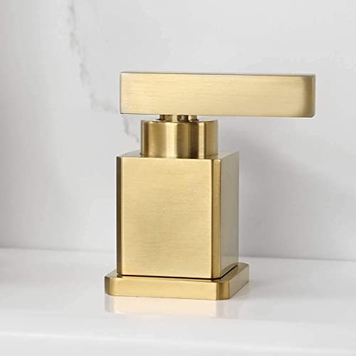 WorbWay Bathroom Faucet Gold, 2 Lever Handle 8 inch Widespread Bathroom Sink Faucet with Pop-Up Drain