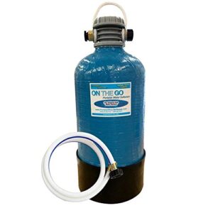 on the go otg4-vm-dblsoft portable compact double standard 16,000 grain water softener with drinking water safe brass fittings (not made in china, assembled by u.s. workers in indiana