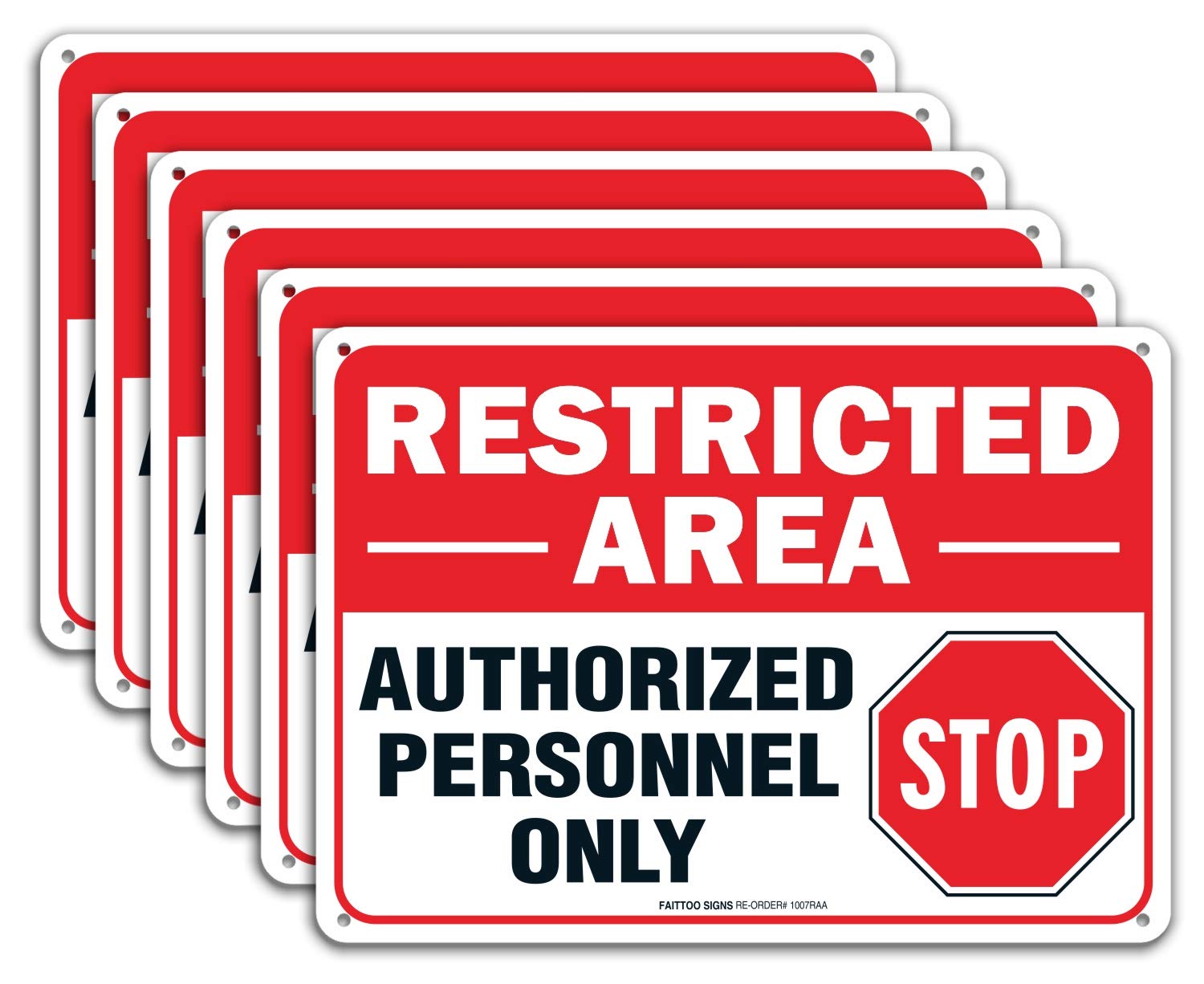 (6 Pack) Restricted Area Sign Authorized Personnel Only, Do Not Enter Sign, 10 x 7 Inches .40 Rust Free Aluminum, UV Protected, Weather Resistant, Waterproof, Durable Ink，Easy to Mount