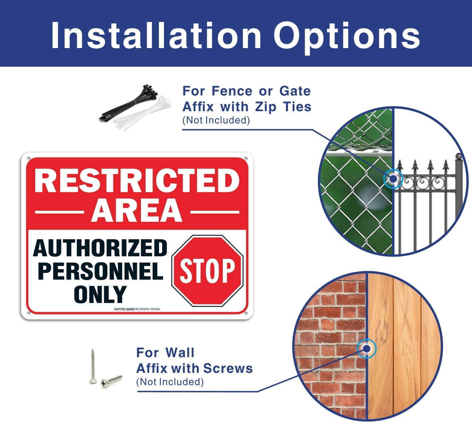 (6 Pack) Restricted Area Sign Authorized Personnel Only, Do Not Enter Sign, 10 x 7 Inches .40 Rust Free Aluminum, UV Protected, Weather Resistant, Waterproof, Durable Ink，Easy to Mount