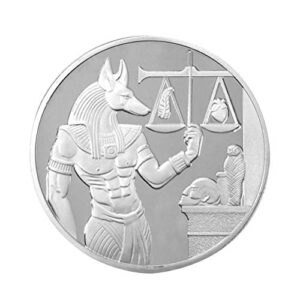 tendycoco anubis coin egyptian god challenge coin commemorative art coin collection iron souvenir craft gift toy (silver)