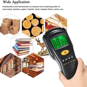 Wood Moisture Meter, Lumber Damp Detector, Moisture Content Tester with LCD Display, Range 2%～70%, Suitable for Measuring The Containing Water of Wood, Bamboo, Paper & Herbals