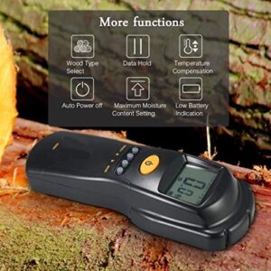 Wood Moisture Meter, Lumber Damp Detector, Moisture Content Tester with LCD Display, Range 2%～70%, Suitable for Measuring The Containing Water of Wood, Bamboo, Paper & Herbals