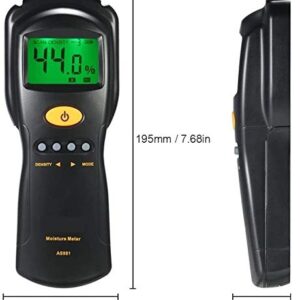 Wood Moisture Meter, Lumber Damp Detector, Moisture Content Tester with LCD Display, Range 2%～70%, Suitable for Measuring The Containing Water of Wood, Bamboo, Paper & Herbals