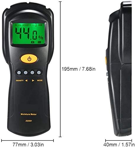 Wood Moisture Meter, Lumber Damp Detector, Moisture Content Tester with LCD Display, Range 2%～70%, Suitable for Measuring The Containing Water of Wood, Bamboo, Paper & Herbals