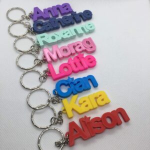 personalised keyring for kids, name tags, stocking filler, 3d keyring