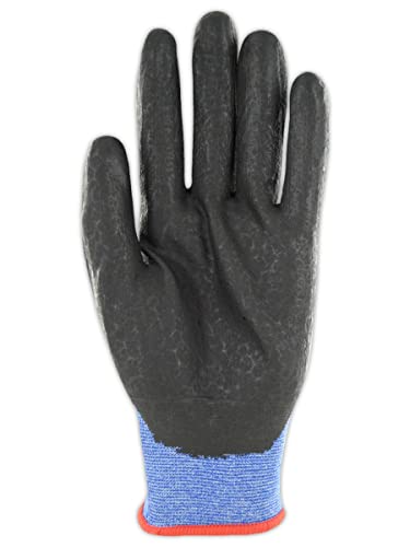 MAGID ANSI A5 D-ROC AeroDex 18-Gauge Work Gloves, 12 Pairs, Foam Nitrile Coated, Size 9/Large, Blue