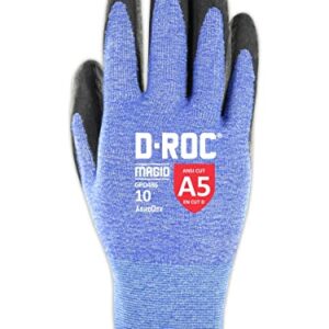 MAGID ANSI A5 D-ROC AeroDex 18-Gauge Work Gloves, 12 Pairs, Foam Nitrile Coated, Size 9/Large, Blue