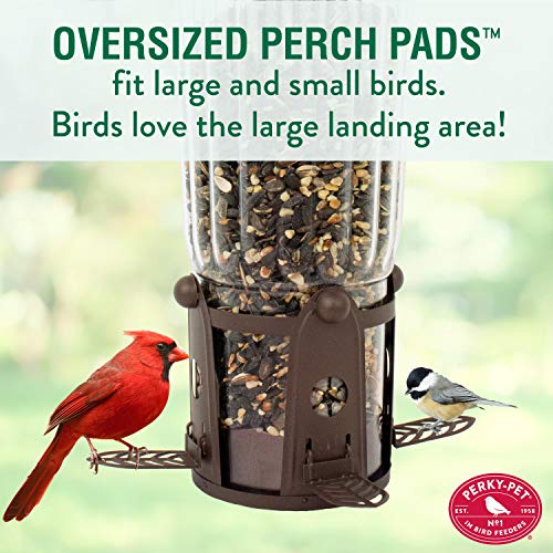 Perky-Pet 334-1SR Squirrel-Be-Gone Max Large Wild Bird Feeder with Flexports, Squirrel Proof Bird Feeder with Weight-Activated Perches - 4LB Seed Capacity