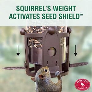 Perky-Pet 334-1SR Squirrel-Be-Gone Max Large Wild Bird Feeder with Flexports, Squirrel Proof Bird Feeder with Weight-Activated Perches - 4LB Seed Capacity