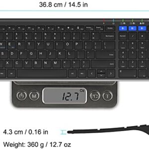 Arteck HB193 Universal Bluetooth Keyboard Multi-Device Stainless Steel Full Size Wireless Keyboard for Windows, iOS, Android, Computer Desktop Laptop Surface Tablet Smartphone Rechargeable Battery