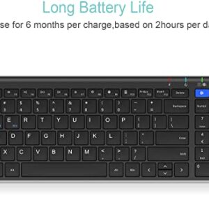 Arteck HB193 Universal Bluetooth Keyboard Multi-Device Stainless Steel Full Size Wireless Keyboard for Windows, iOS, Android, Computer Desktop Laptop Surface Tablet Smartphone Rechargeable Battery