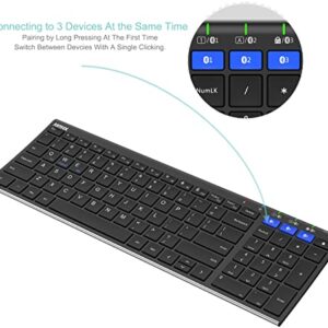 Arteck HB193 Universal Bluetooth Keyboard Multi-Device Stainless Steel Full Size Wireless Keyboard for Windows, iOS, Android, Computer Desktop Laptop Surface Tablet Smartphone Rechargeable Battery