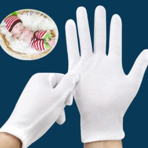 ANDSTON 24Pcs White Gloves, 12 Pairs Soft Cotton Gloves, Coin Jewelry Silver Inspection Gloves, Stretchable Lining Glove, Medium Size