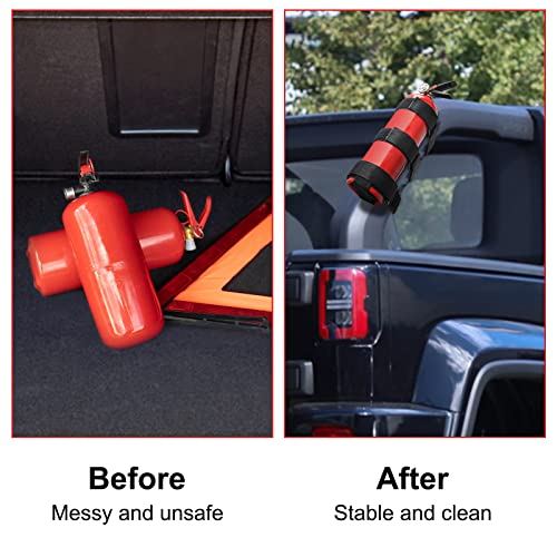 Luxiv Fire Extinguisher Mount Holder for Jeep, 3rd Party Accessory for Jeep Wrangler Fire Extinguisher Holder Roll Bar Fire Extinguisher Strap for Jeep Wrangler CJ, YJ, TJ, LJ, JK, JKU, JL, JLU