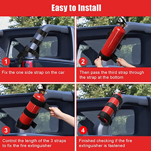 Luxiv Fire Extinguisher Mount Holder for Jeep, 3rd Party Accessory for Jeep Wrangler Fire Extinguisher Holder Roll Bar Fire Extinguisher Strap for Jeep Wrangler CJ, YJ, TJ, LJ, JK, JKU, JL, JLU