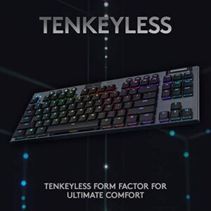 Logitech G915 TKL Tenkeyless Lightspeed Wireless RGB Mechanical Gaming Keyboard, Low Profile Switch Options, Lightsync RGB, Advanced Wireless and Bluetooth Support - Tactile,Black