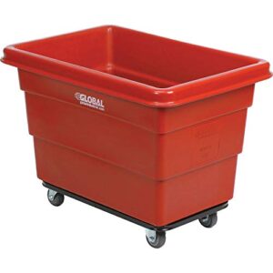 global industrial 6 bushel plastic bulk box truck, steel chassis base, red, 33-2/5"l x 23" w x 24-1/2"h