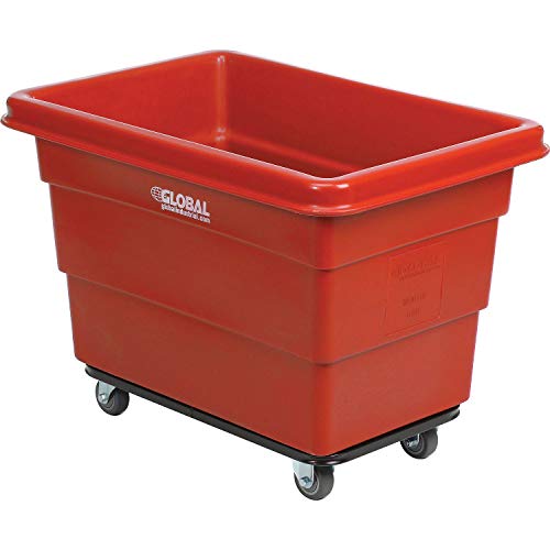 Global Industrial 6 Bushel Plastic Bulk Box Truck, Steel Chassis Base, Red, 33-2/5"L x 23" W x 24-1/2"H