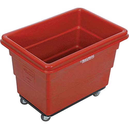 Global Industrial 6 Bushel Plastic Bulk Box Truck, Steel Chassis Base, Red, 33-2/5"L x 23" W x 24-1/2"H