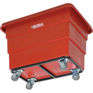 Global Industrial 6 Bushel Plastic Bulk Box Truck, Steel Chassis Base, Red, 33-2/5"L x 23" W x 24-1/2"H