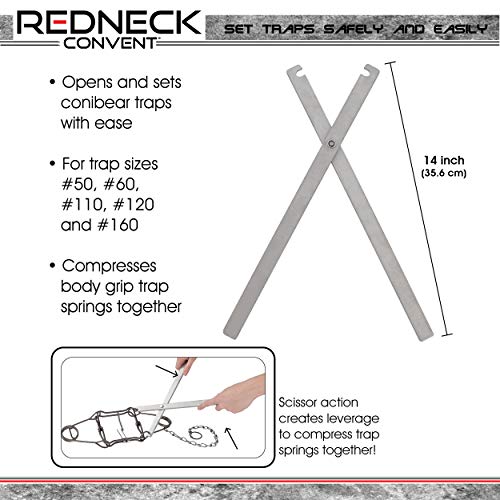 Redneck Convent RC Body Trap Set Tool - 14 Inch Aluminum Body Grip Setting Tongs Animal Trap Setter Trapping Tools for #50 to #160 Traps