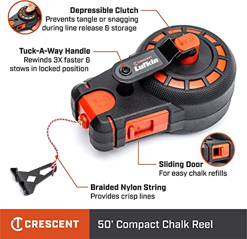 Crescent Lufkin 50' Compact Chalk Reel with Blue Chalk, CL50