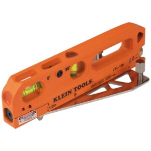 klein tools lbl100 laser level with level bubble vials, magnetic, 3-vial with leveling base, laser line and laser spot orange