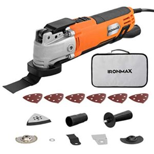 goplus oscillating tool, 1.5a oscillating multi tool with 3° oscillation angle, variable speeds, dust collection and 14pcs accessories for cutting, sanding, trimming and removing flooring