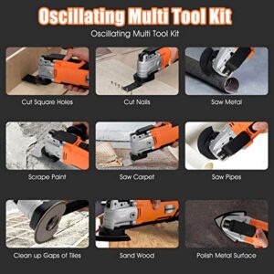 Goplus Oscillating Tool, 1.5A Oscillating Multi Tool with 3° Oscillation Angle, Variable Speeds, Dust Collection and 14pcs Accessories for Cutting, Sanding, Trimming and Removing Flooring