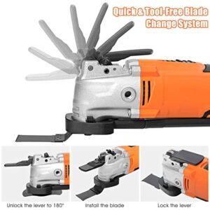 Goplus Oscillating Tool, 1.5A Oscillating Multi Tool with 3° Oscillation Angle, Variable Speeds, Dust Collection and 14pcs Accessories for Cutting, Sanding, Trimming and Removing Flooring