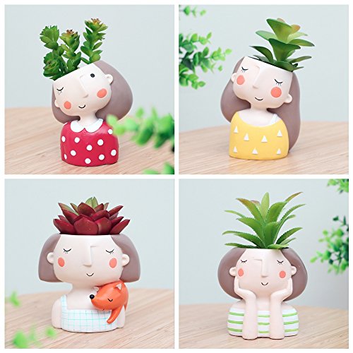 Coherny Succulent Plant Pot Cute Girl Flower Planter Flowerpot Create Design Lovely Little Princess Home Garden Bonsai Pots Gifts