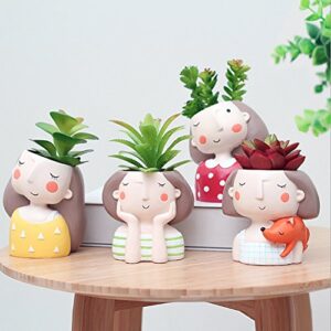 Coherny Succulent Plant Pot Cute Girl Flower Planter Flowerpot Create Design Lovely Little Princess Home Garden Bonsai Pots Gifts