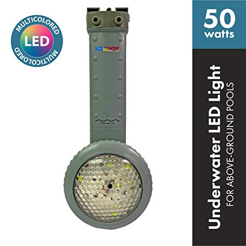 Nitelighter Multicolored LED Aboveground Pool Light – Color Changing Underwater Lamp, Easy to Install, ETL-Certified, NLMCLED, Grey