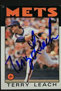 terry leach new york mets autographed 1986 topps #774 signed card