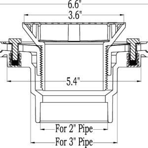 Square Shower Drain with Strainer Matte Black, Fit 2" or 3" Waste Pipe (ABS)