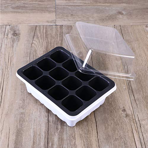 DOITOOL 6 PCS Seedling Starter Trays with Dome 12 Cells for Gardening Bonsai Seedling Plant Grow Starting Germination Kit 18 x 14 x 6 cm (White)