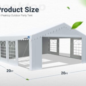 PEAKTOP OUTDOOR 20'X20' Party Tent Heavy Duty Wedding Tent Outdoor Gazebo Event Shelter Canopy with Carry Bags