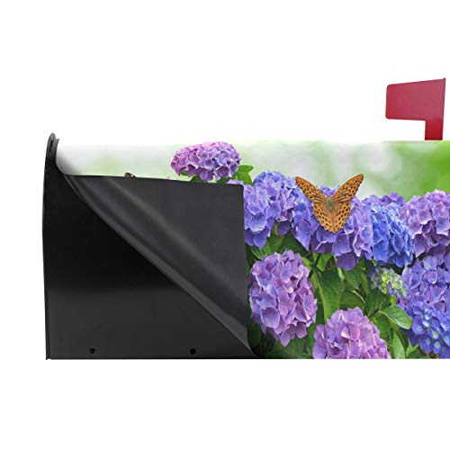 ALAZA Hydrangea Flowers with Butterflies Magnetic Mailbox Cover MailWraps Garden Yard Home Decor for Outside Standard Size-18"x 20.8"