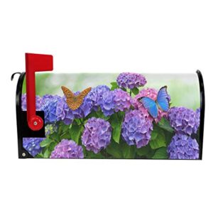 ALAZA Hydrangea Flowers with Butterflies Magnetic Mailbox Cover MailWraps Garden Yard Home Decor for Outside Standard Size-18"x 20.8"