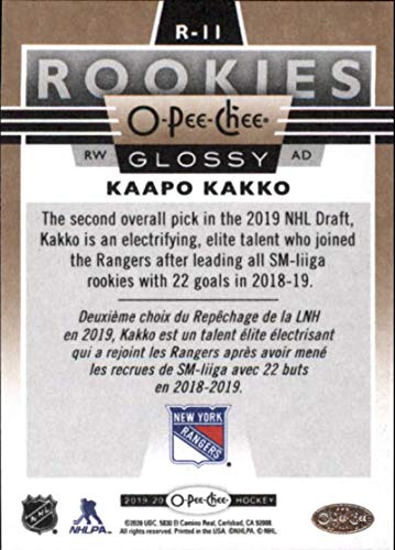 2019-20 O-Pee-Chee Update Glossy Rookies Copper #R-11 Kaapo Kakko New York Rangers NHL Hockey Trading Card