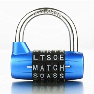 padlock 5 letter word lock,5 digit combination lock,gym locker lock,safety padlock for school gym locker,sports locker,fence,toolbox,hasp cabinet storage (blue)