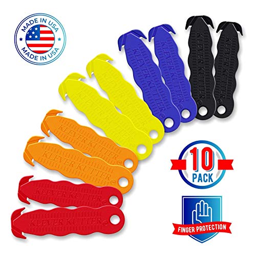 Klever Innovations Cutter Stainless Steel Package Opener, Safety Utility Cutter Assorted Colors 10 pcs, KLEVER - 10/PACK MIX