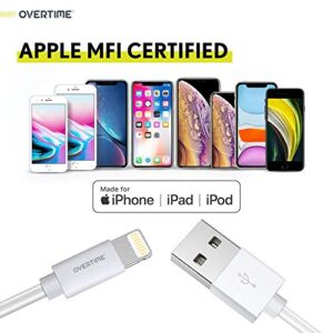 USB Wall Charger with Apple MFi Certified 4ft Lightning Cable, Surge Protector Outlet Socket Extender Shelf 6 Outlet 4 USB Ports Charging Station for iPhone, iPad, Home, School, Office, ETL Certified