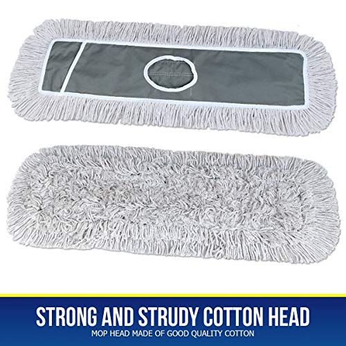 IRONGECKO Premium 24-inch Industrial Class Cotton Wide Dust Mop Head Replacement | for Home, Office, Garage | Attracts Dirt, Dust, Water (Mop Refills - 2 Pack of 24")