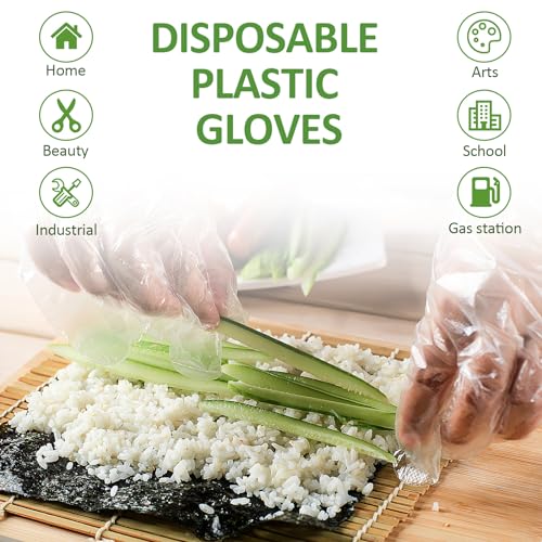 400 Pcs Plastic Gloves Disposable - Food Service Gloves Serving Gloves Medium Large