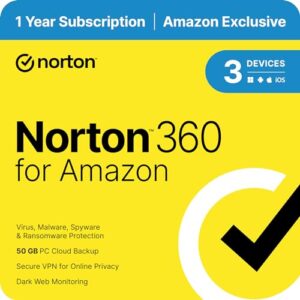 norton 360 for amazon, 2024 ready, antivirus software for up to 3 devices with auto renewal